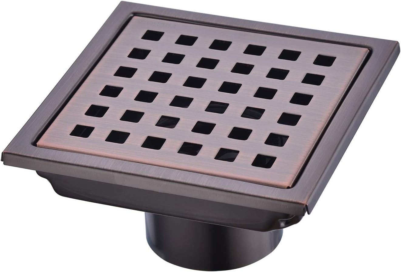 Orhemus Square Shower Floor Drain with Removable Cover Grid Grate 6 ...
