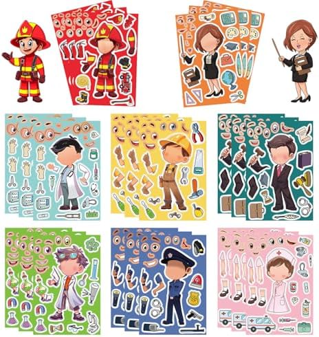 Amazon.com: 24 Sheets Occupation Post Stickers for Kids, Make Your Own ...