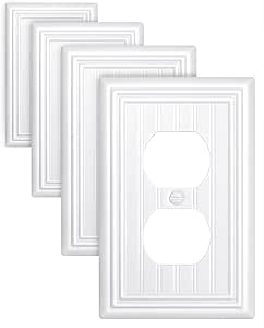 ZILLSEA 4-Pack White Outlet Cover Plates, Classic Beadboard Duplex Wall ...