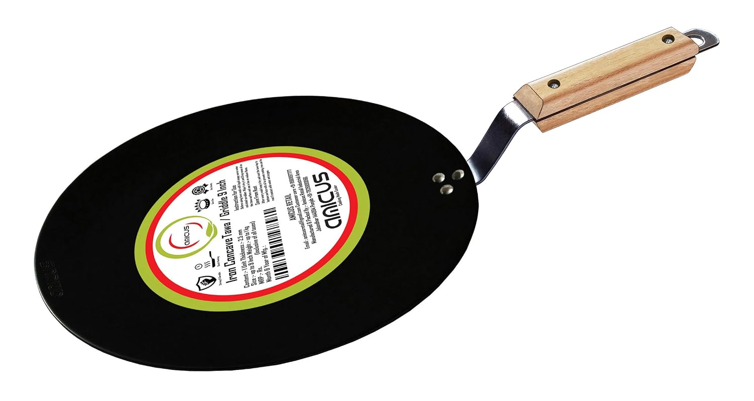 Buy amicus Kitchen 9 Inch Iron Tawa for Roti Chapati Uttapam, Concave ...