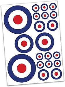 SAFESIGN (20 Pack) RAF Roundel Vinyl Stickers The Who Mod Target Vespa ...