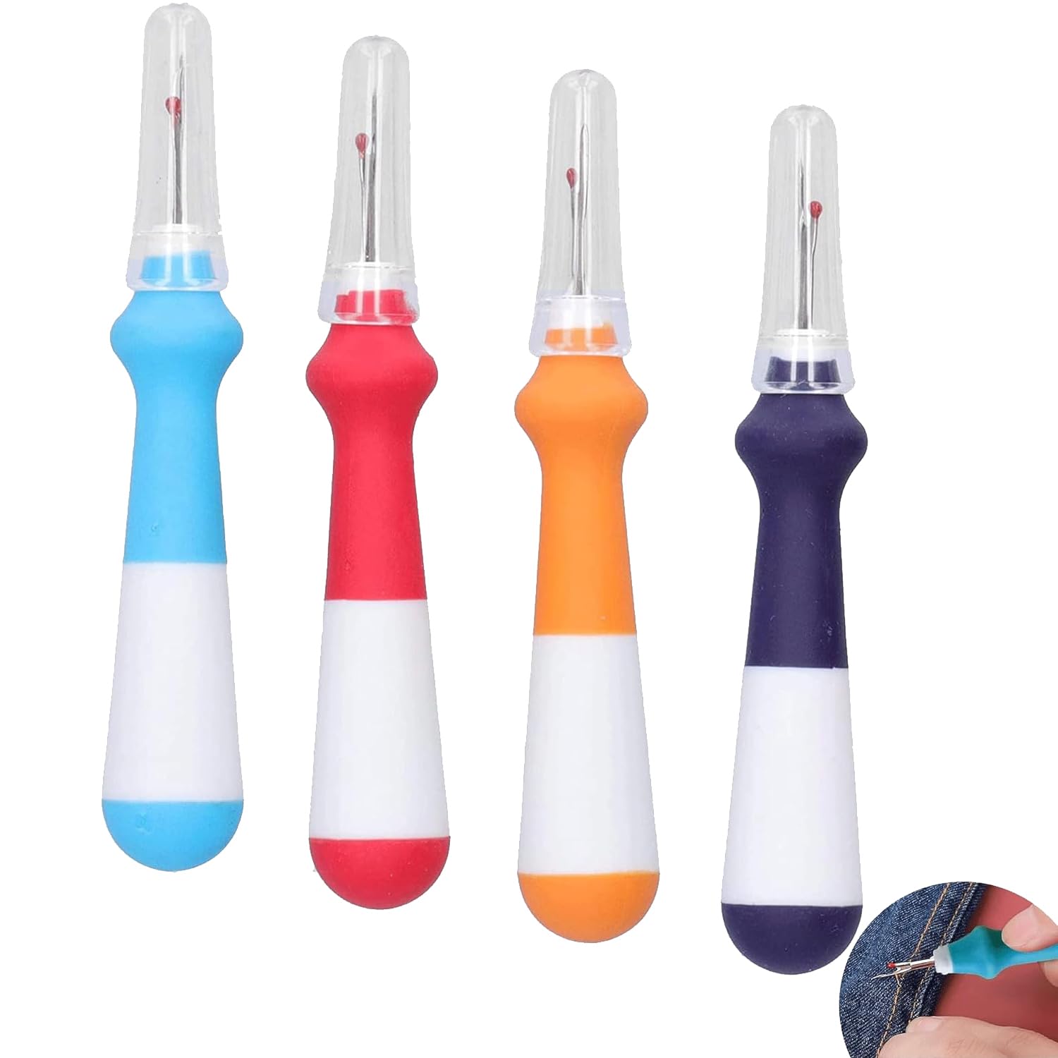 4 Pack Ergonomic Seam Ripper Set - Multicolor Unpicker Sewing Tools for ...