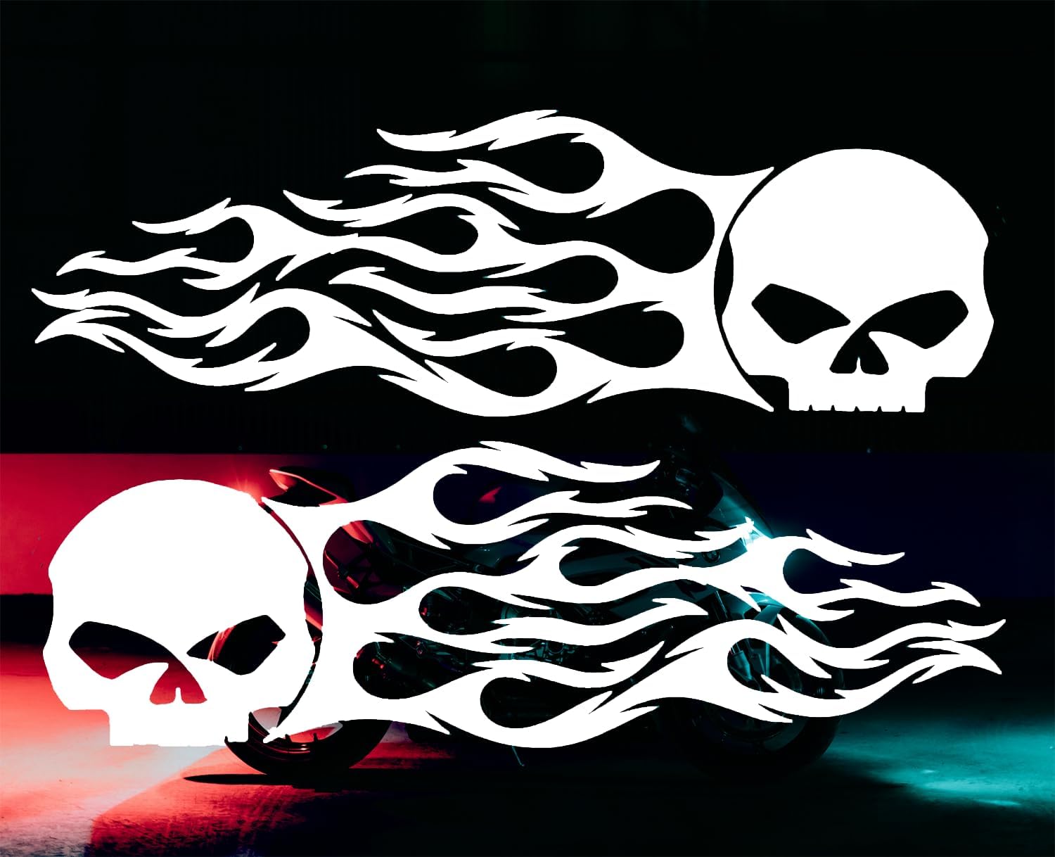 Amazon.com - AG- Skull Flame Sticker Set, 2-Piece Vinyl Decals for Car ...