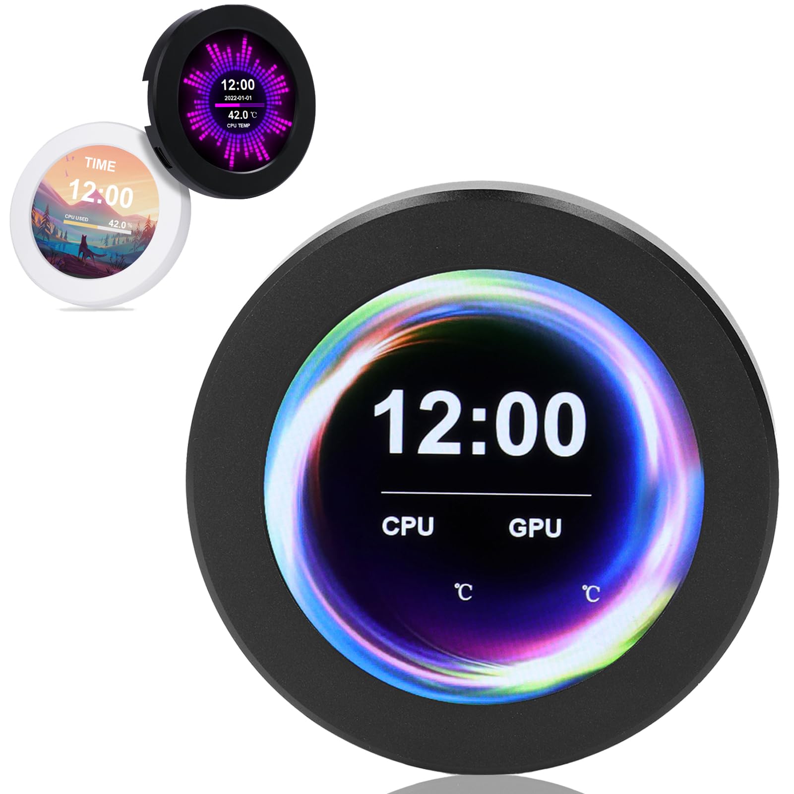 Liquid Cooler LCD Screen,2.1in IPS Real Time Temperature Control Round ...