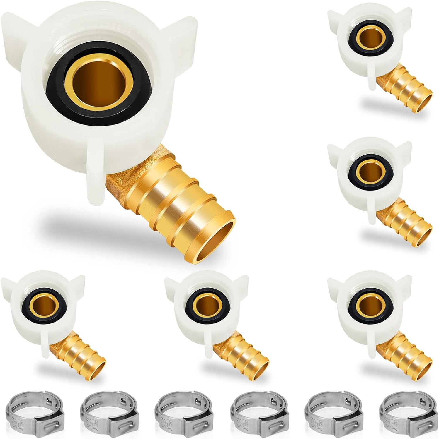 Amazon.com: 6Pcs Pex Swivel Elbow Brass Crimp Fittings,1/2in x 1/2in ...