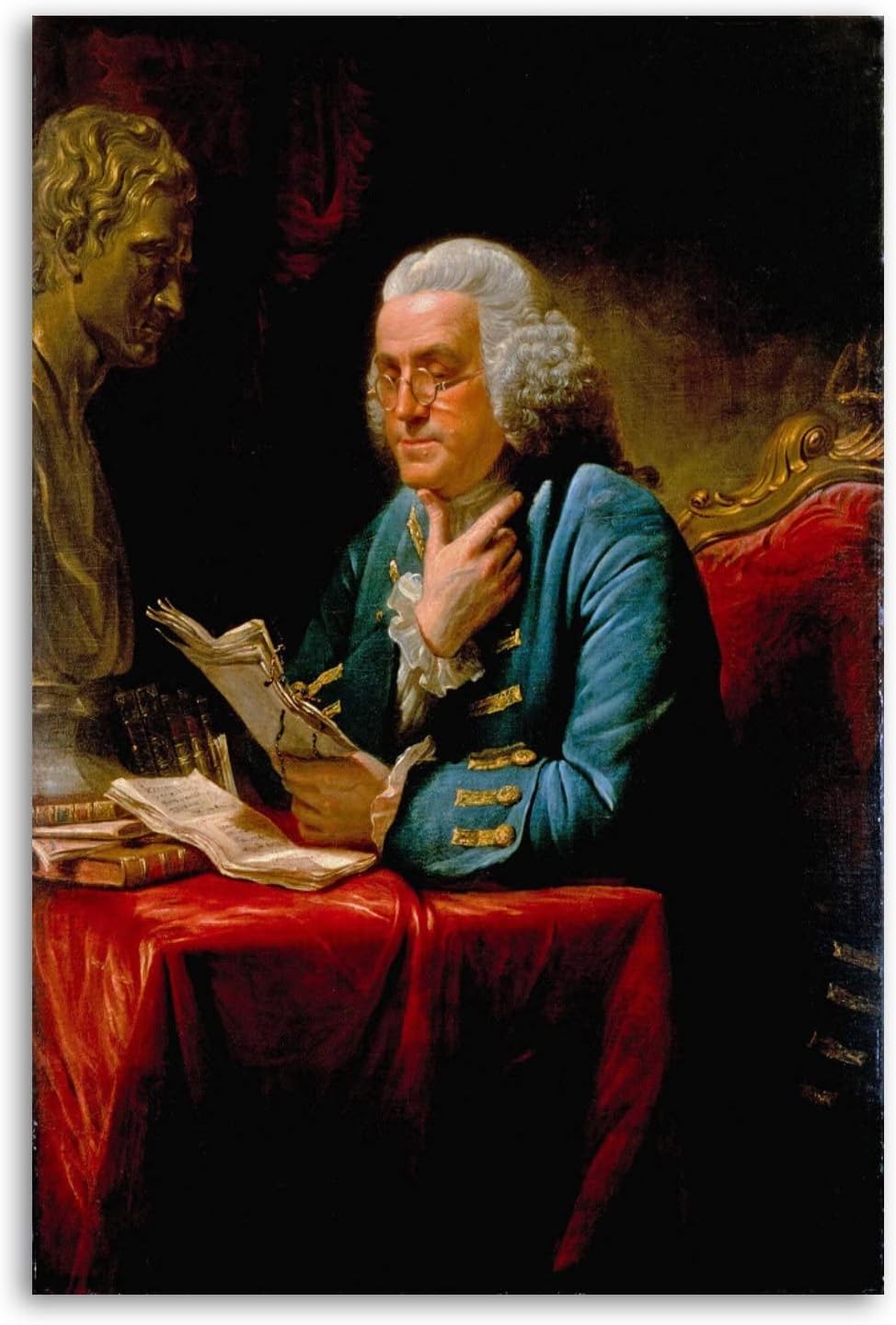 Amazon.com: Benjamin Franklin Founding Fathers Canvas Art Poster And ...