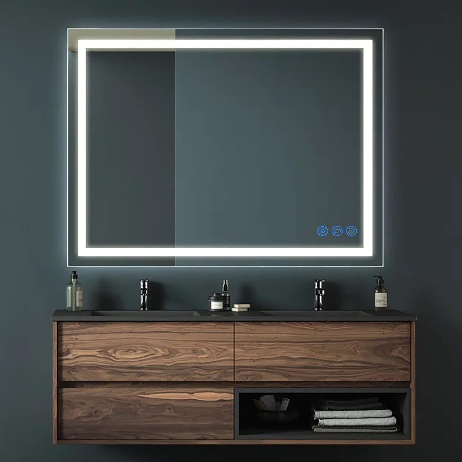 Katepote Spejo de Baño LED, Espejo de Pared Iluminado, Espejo Vestidor ...