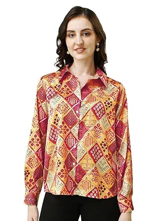 MIRCHI FASHION Women's Digital Abstract Printed Regular Loose Fit Satin ...
