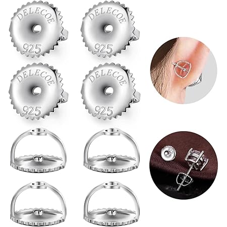 2 Pairs14k Gold Plated Screw Earring Backs 925 Sterling Silver Screw On ...