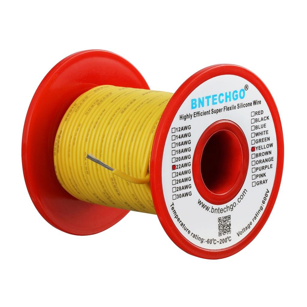 Snapklik.com : 22 Gauge Silicone Wire Spool 100 Ft Yellow Flexible 22 ...