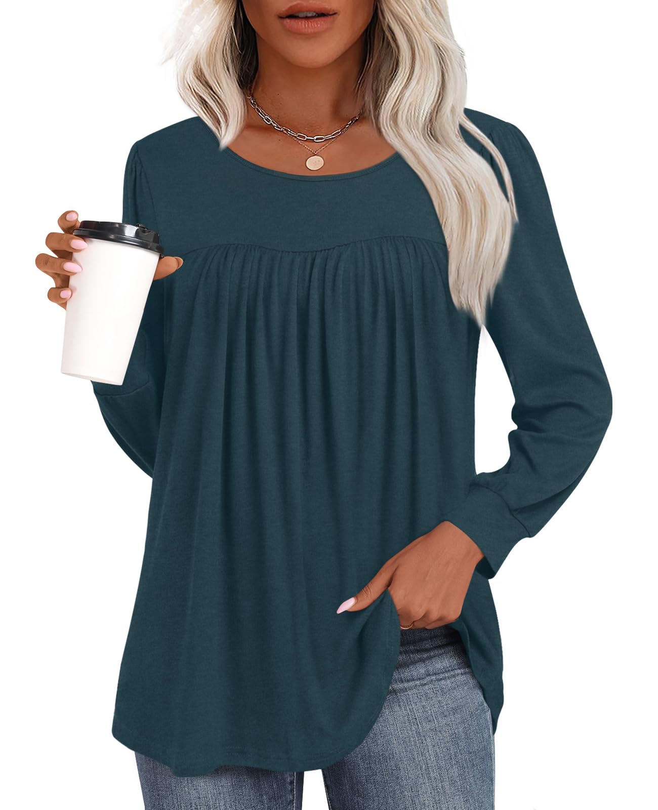 Addtoo Womens 2025 Casual Tunic Tops Fall Long Sleeve Blouse Warm ...