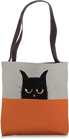 Amazon.com: Grumpy Funny Black Cat Aesthetic Orange & Grey Tote Bag ...