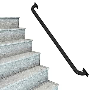 Wall Handrail for Stairs Steps - Metal Staircase Handrail - Black ...