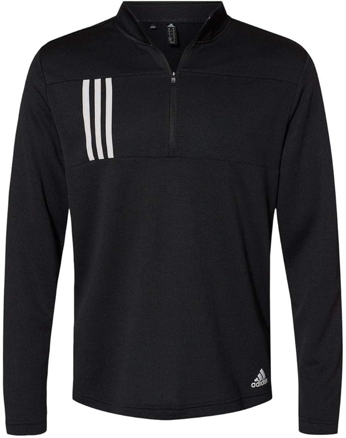 adidas - 3-Stripes Double Knit Quarter-Zip Pullover - A482 - L - Black ...