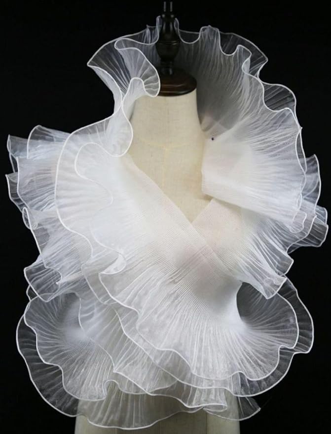 Ruffled Lace Trims 3 Yards, Pleated Laces Fabric Trim, Organza Ruffled ...