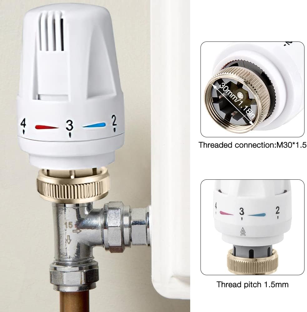 Gobesty 4Pcs Radiator Thermostat Valve, Thermostatic Radiator Valve ...