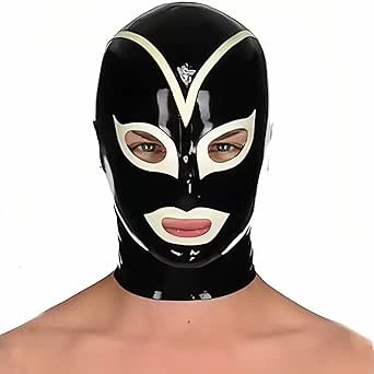 Latex Hood Natural latex Rubber Head Mask Handmade Open Eyes Mouth Back ...