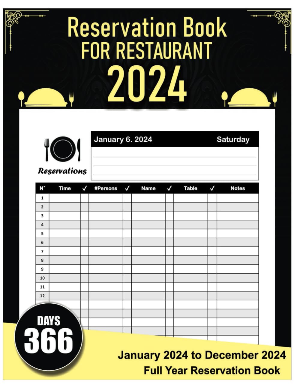 Amazon.com: Reservation Book For Restaurant: 365 Day Dated Table ...
