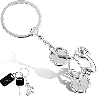 worahroe Bicycle Keychain, Cycling Keyring Road Bicycle Silver Metal ...