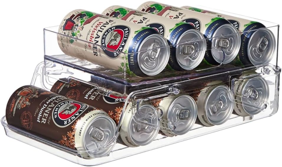 Amazon｜350ml缶ストッカー 2段ラック 転がる 先入れ先出し 冷蔵庫 整理整頓 大容量 缶ビール 透明｜キッチンストッカー オンライン通販