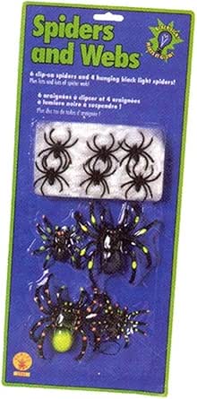 Amazon.com: Rubie's Black Light Rubber Spiders with Web : Clothing ...