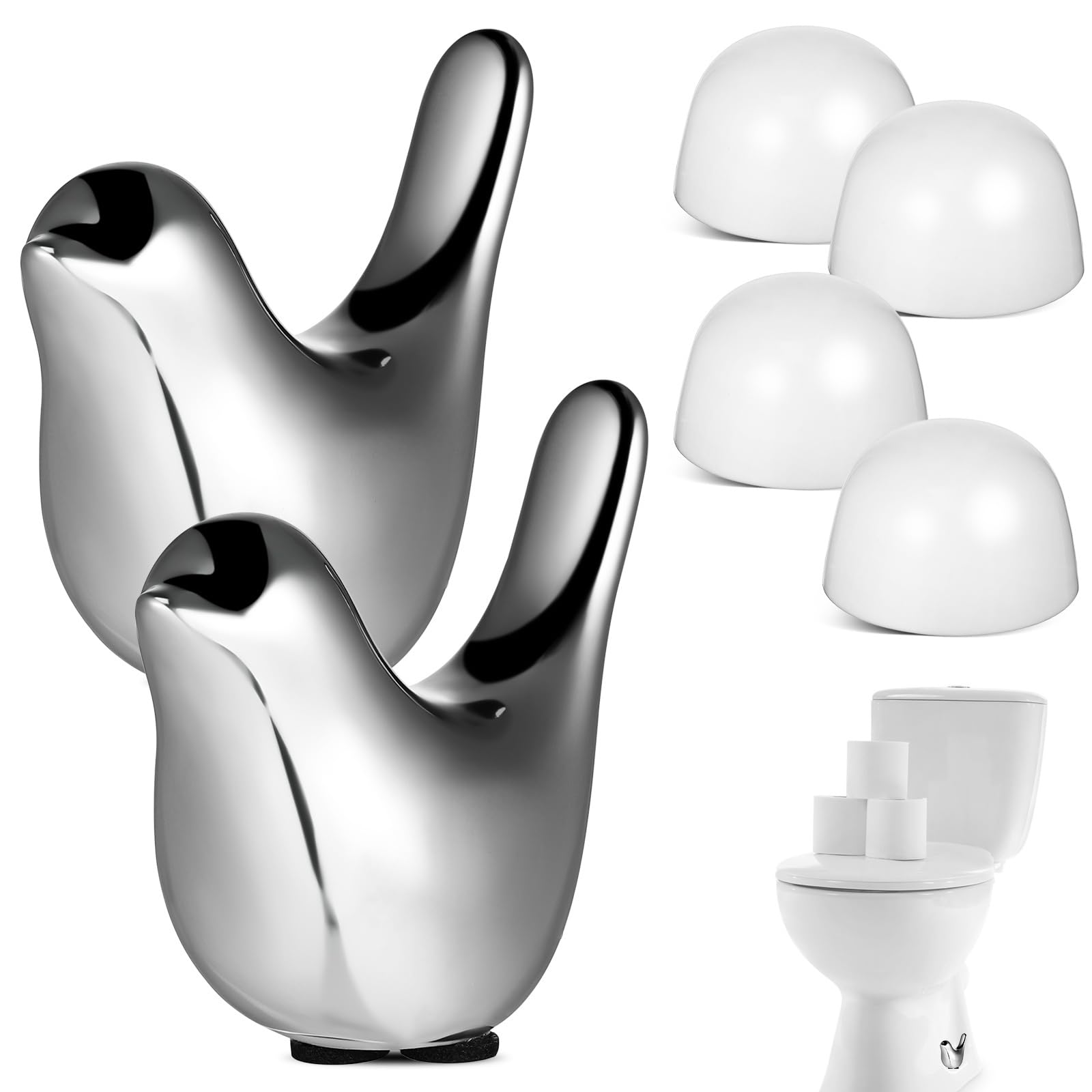 jojofuny 4 Pcs Round Toilet Bolt Caps with 2pcs Birds Toilet Bolt ...