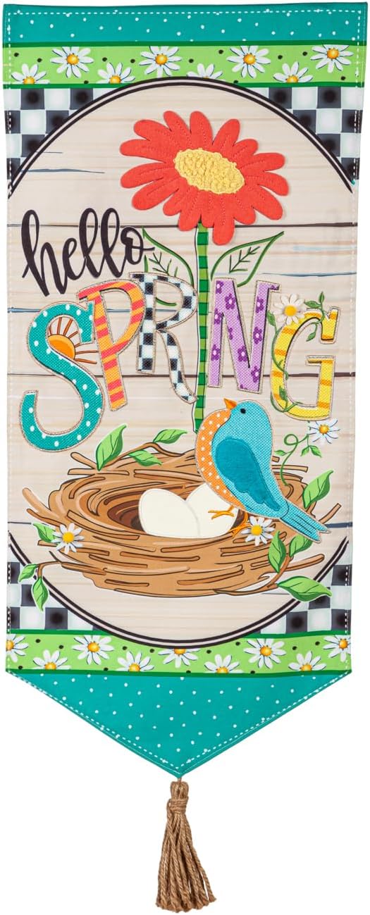 Amazon.com: Evergreen Flag Hello Spring Everlasting Impression Textile ...