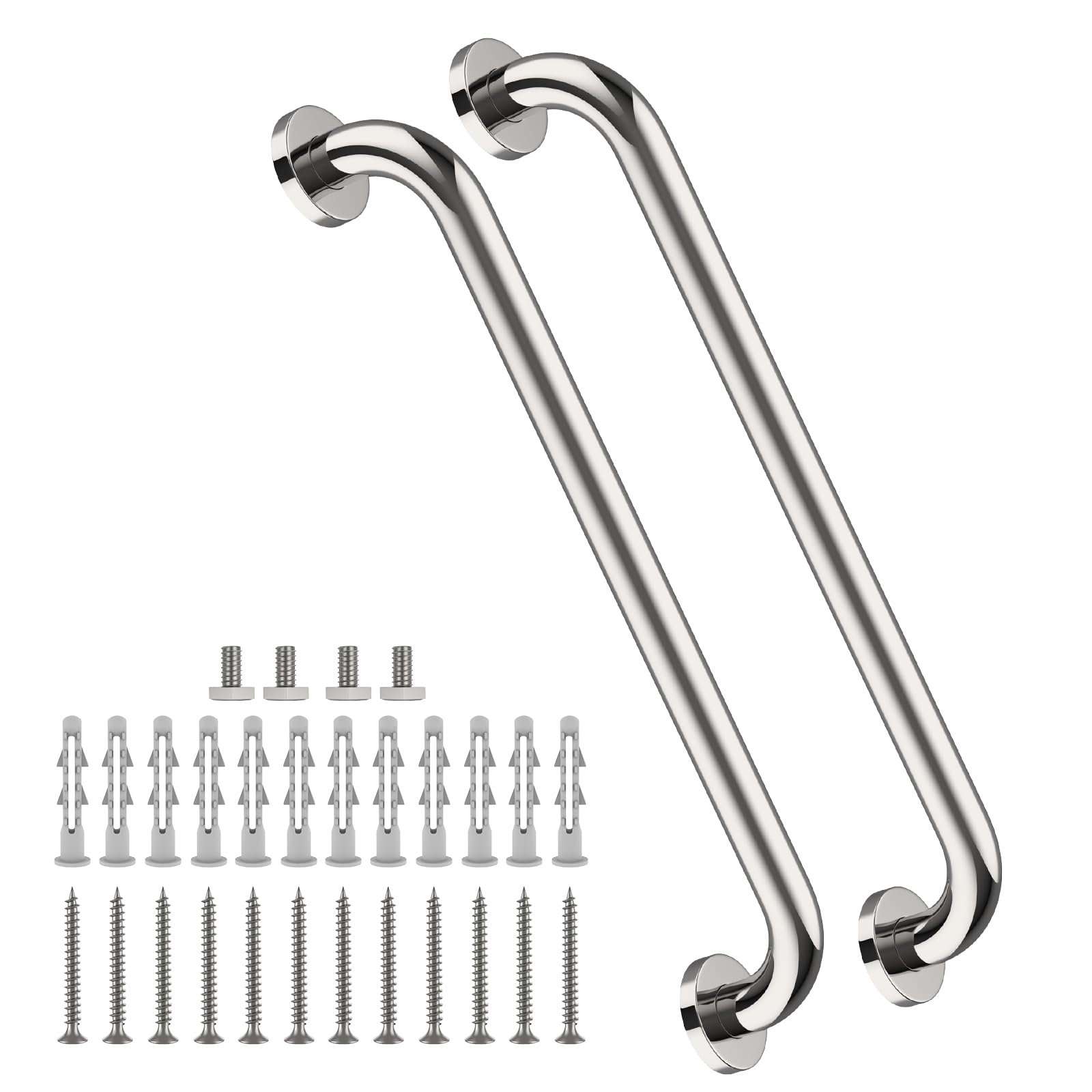 Snapklik.com : 2 Pack 24 Inch Chrome Shower Grab Bar - 1.5" Diameter ...