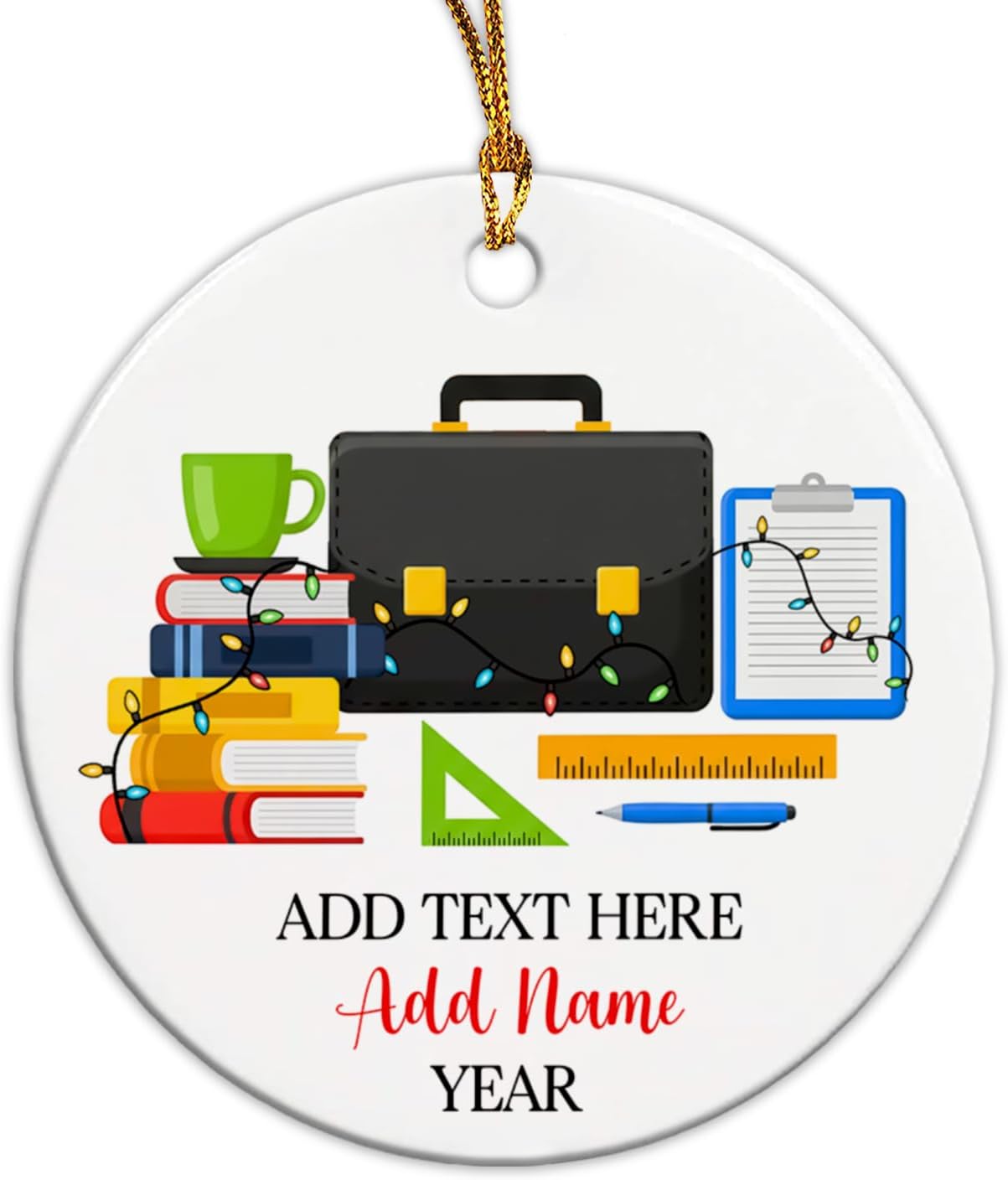 Amazon.com: Personalized Text/Name/Year Teacher Ceramic Ornament ...