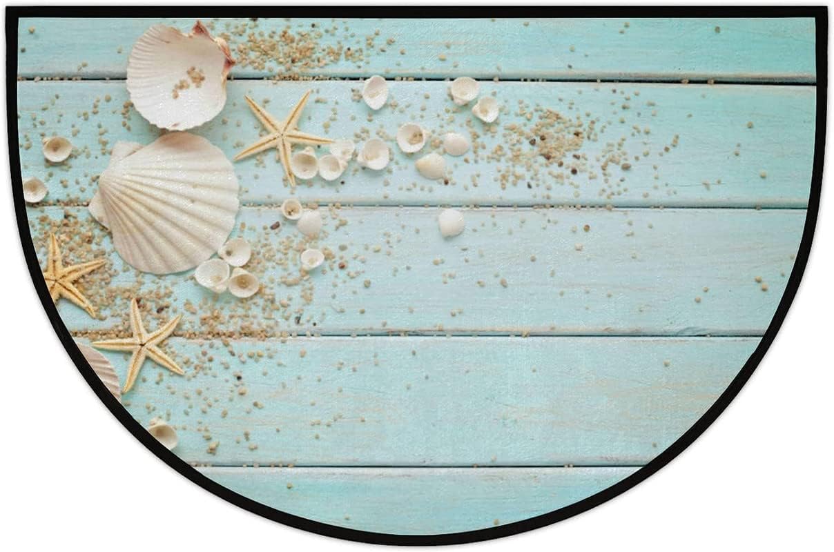 Amazon.com: Beach Starfish Seashell Half Round Door Mat Outdoor ...