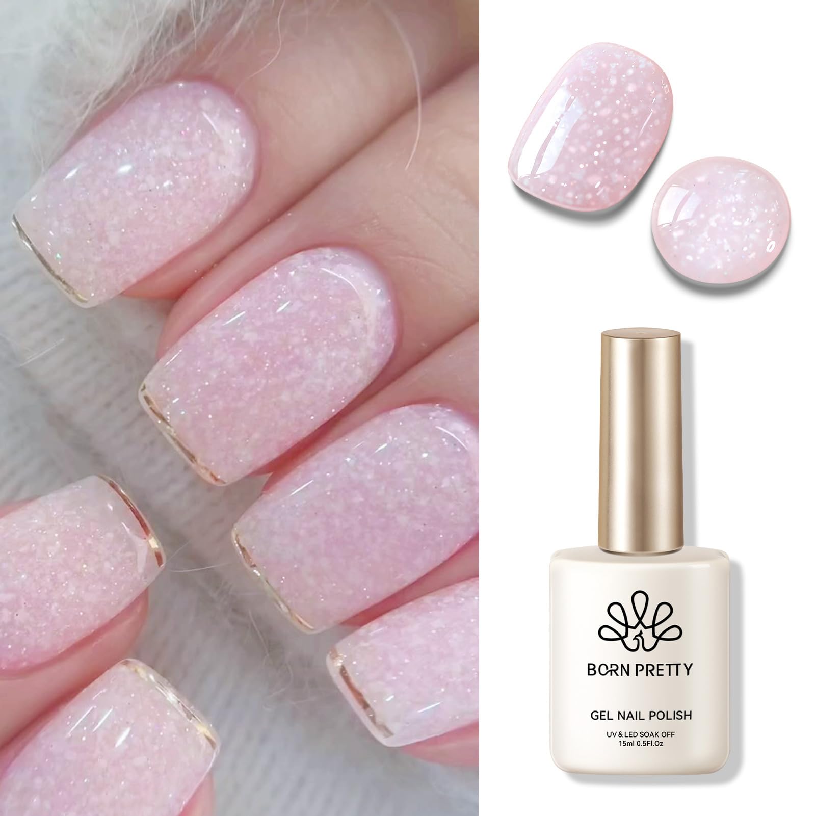 Amazon.com : Born Pretty Jelly Gel Nail Polish, Shimmer Glitter Snow ...