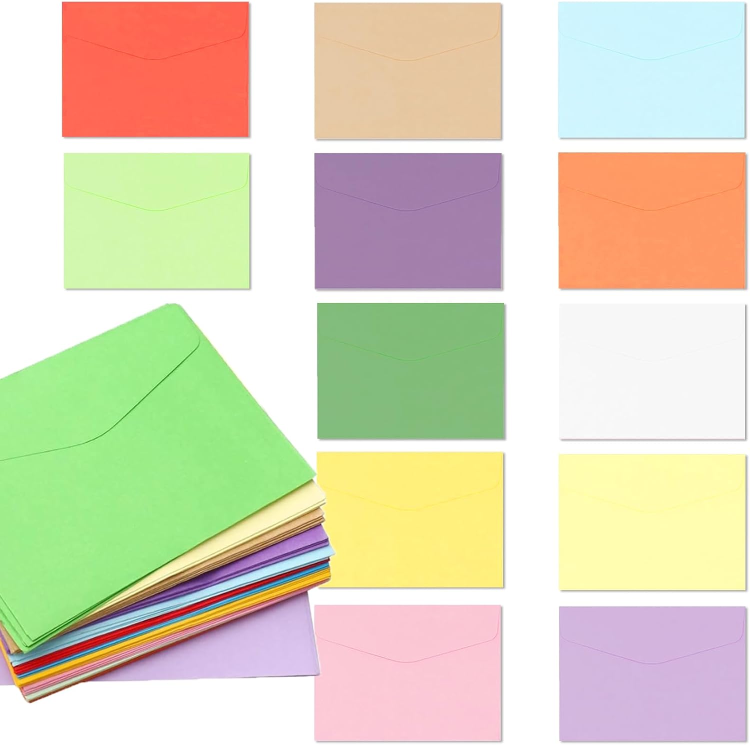 60 pcs Cute Lovely Coloured Small Envelopes,Paper Square Flap Colorful ...