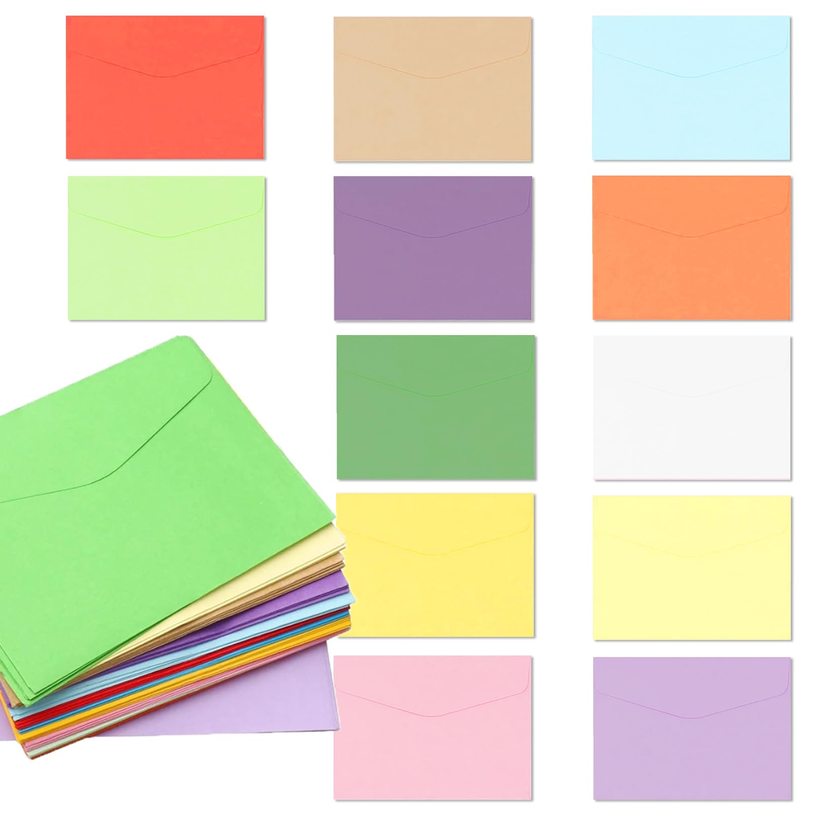 60 pcs Cute Lovely Coloured Small Envelopes,Paper Square Flap Colorful ...