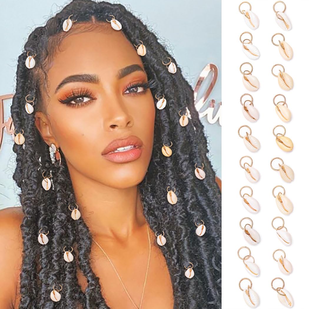 Amazon.com : Formery Shell Braid Accessories Gold Cowrie Shells Loc ...
