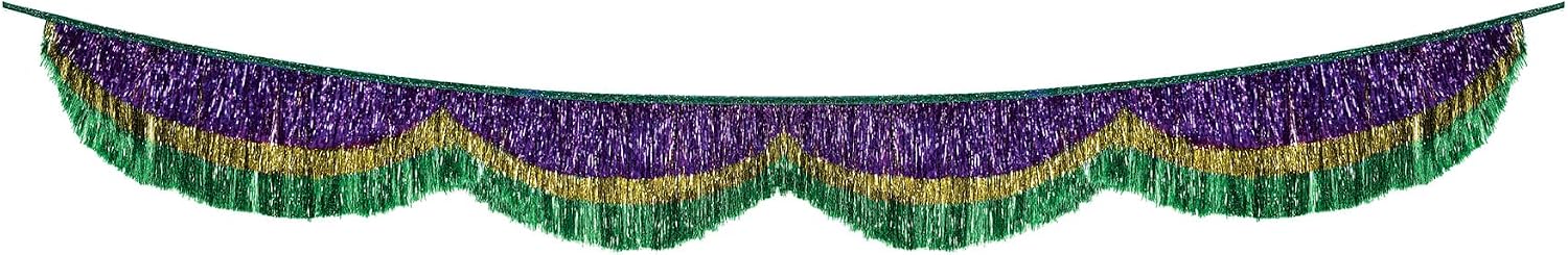 Amazon.com: Beistle Mardi Gras Tinsel Fringe Bunting, Festive Green ...