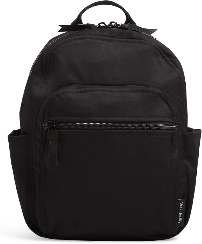 Amazon.com: Vera Bradley Women's Cotton Small Backpack, Classic Black ...