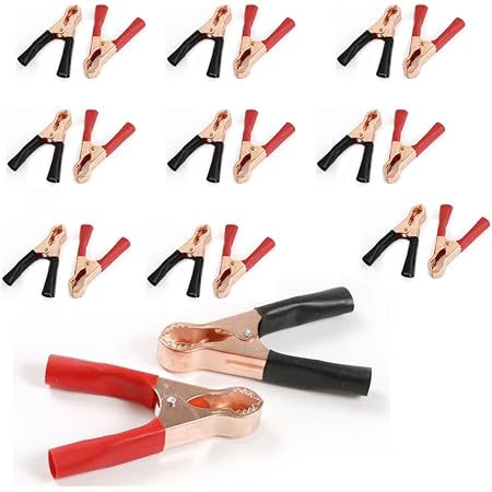 Insulated Alligator Clips Durable Heavy Duty Black & Red Boot Metal ...