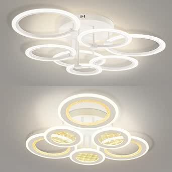 SEABLE 1pc 130W Modern LED Ceiling Light 7 Rings,1pc 139W Dimmable ...