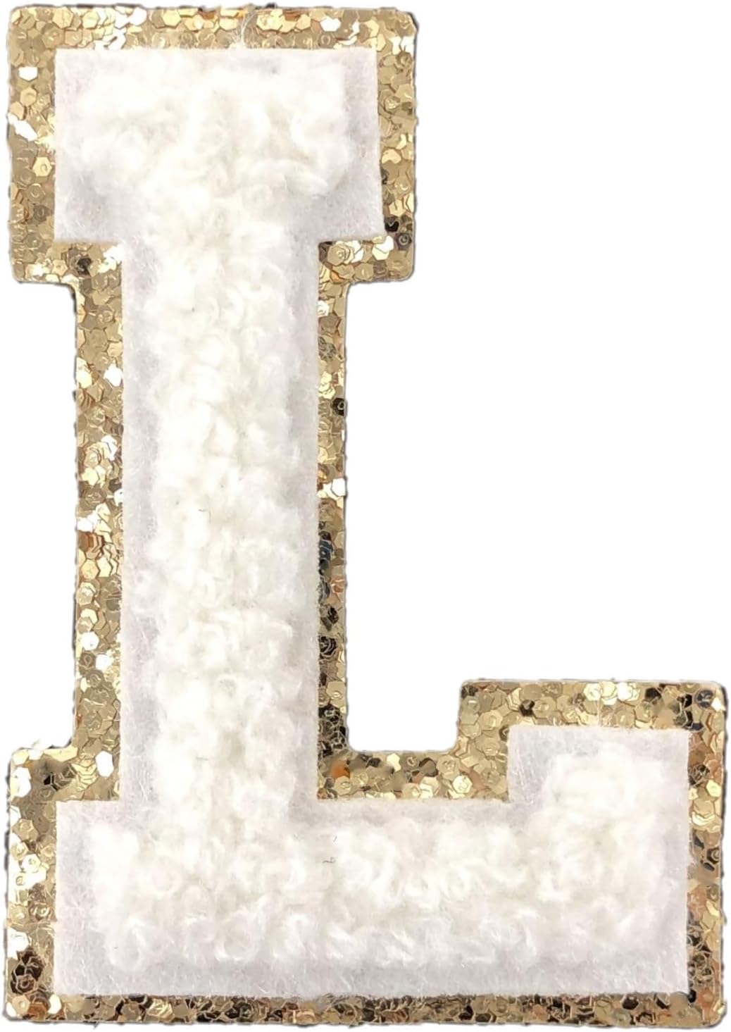 Amazon.com: White Varsity Glitter Letter Chenille Initial Patch ...