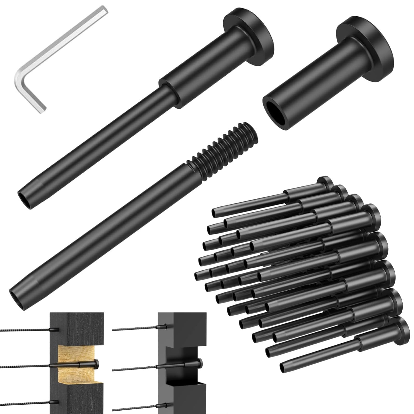 Snapklik.com : 20 Pack Black Invisible Cable Railing Kit, T316 ...
