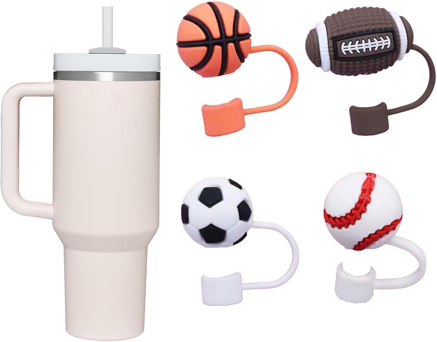 Amazon.com | Stanley Cup Accessories - 4-Pack Silicone Ball Cap Straw ...