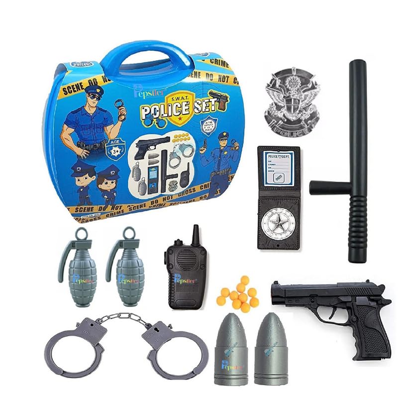 Pepstter Army Police Playset Toy for Boys with Handcuff, Mini Bullet ...