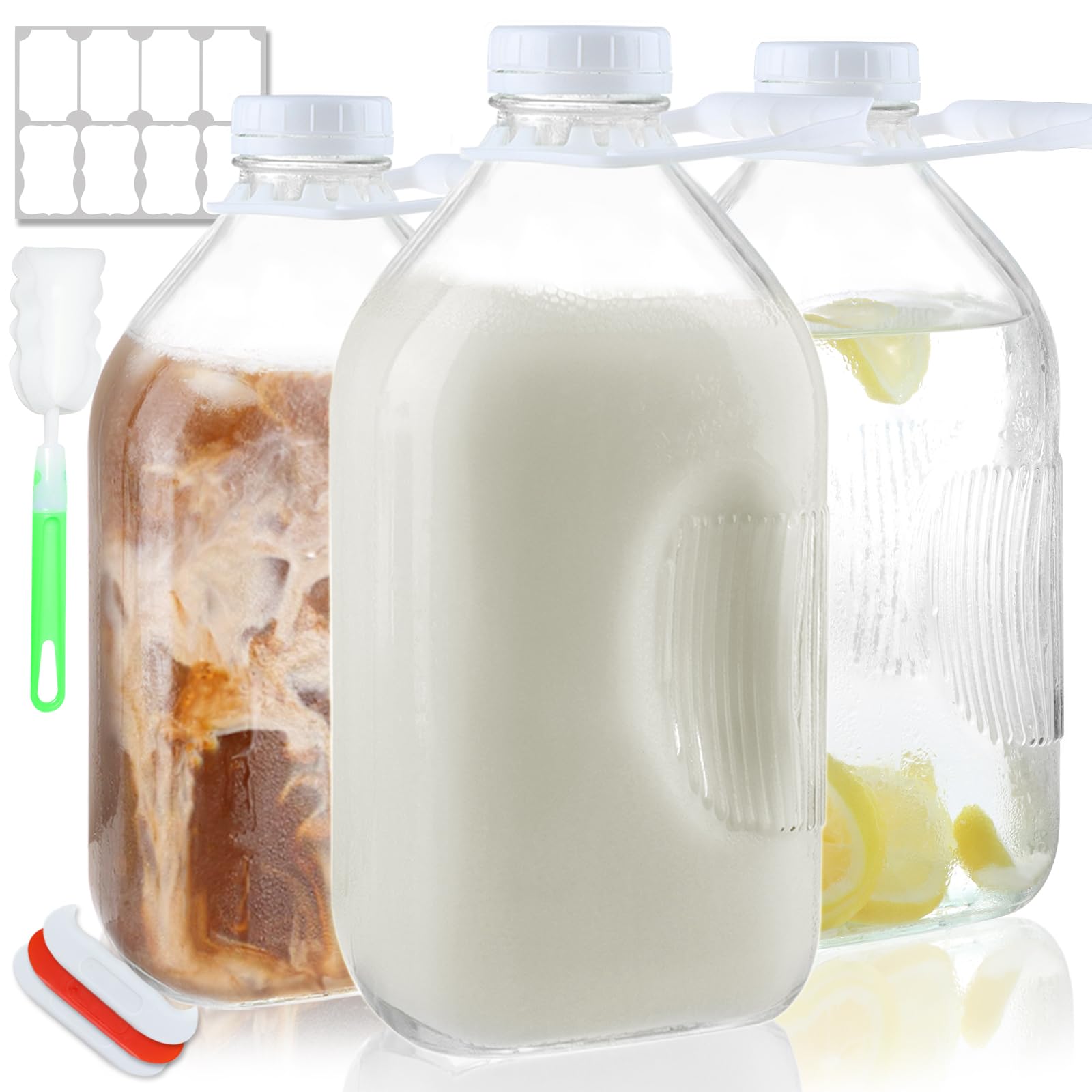 Empty Glass Milk Jug 230ml Clear Glass Milk Bottle With 48mm Black