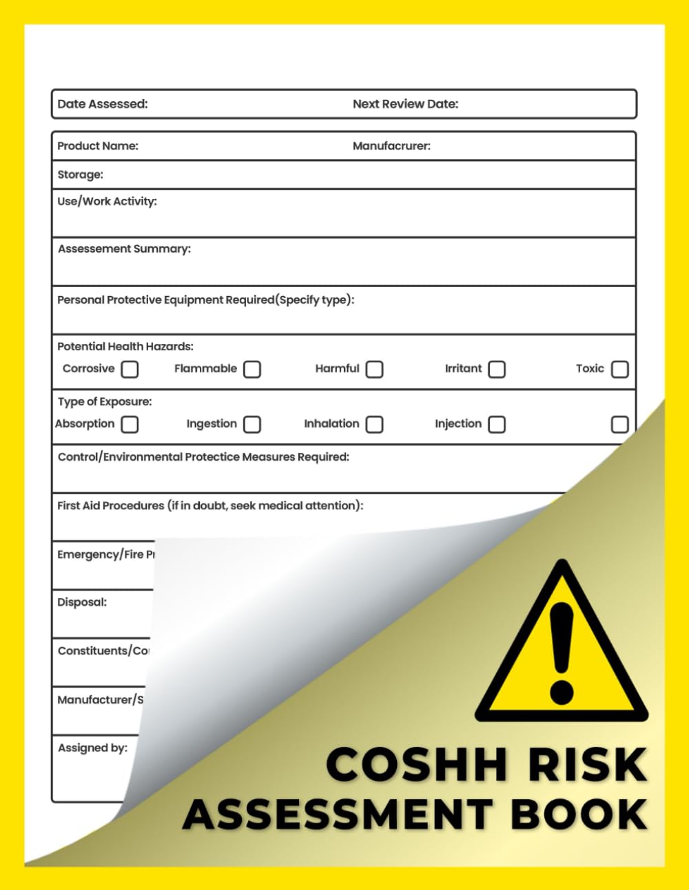 COSHH Risk Assessment Book: Control of Substances Hazardous to Health ...