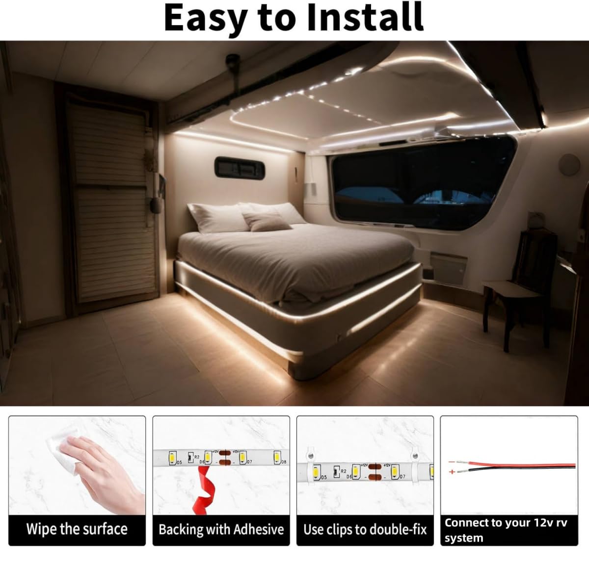 Snapklik.com : RV Awning Light Strip, 16.4FT Dimmable White Led Strip ...