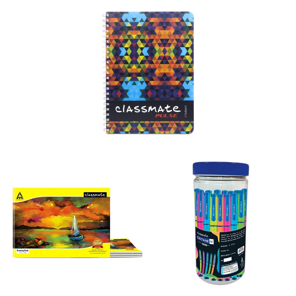 Classmate Soft Cover 6 Subject Spiral Binding Notebook, Unruled, 300 ...