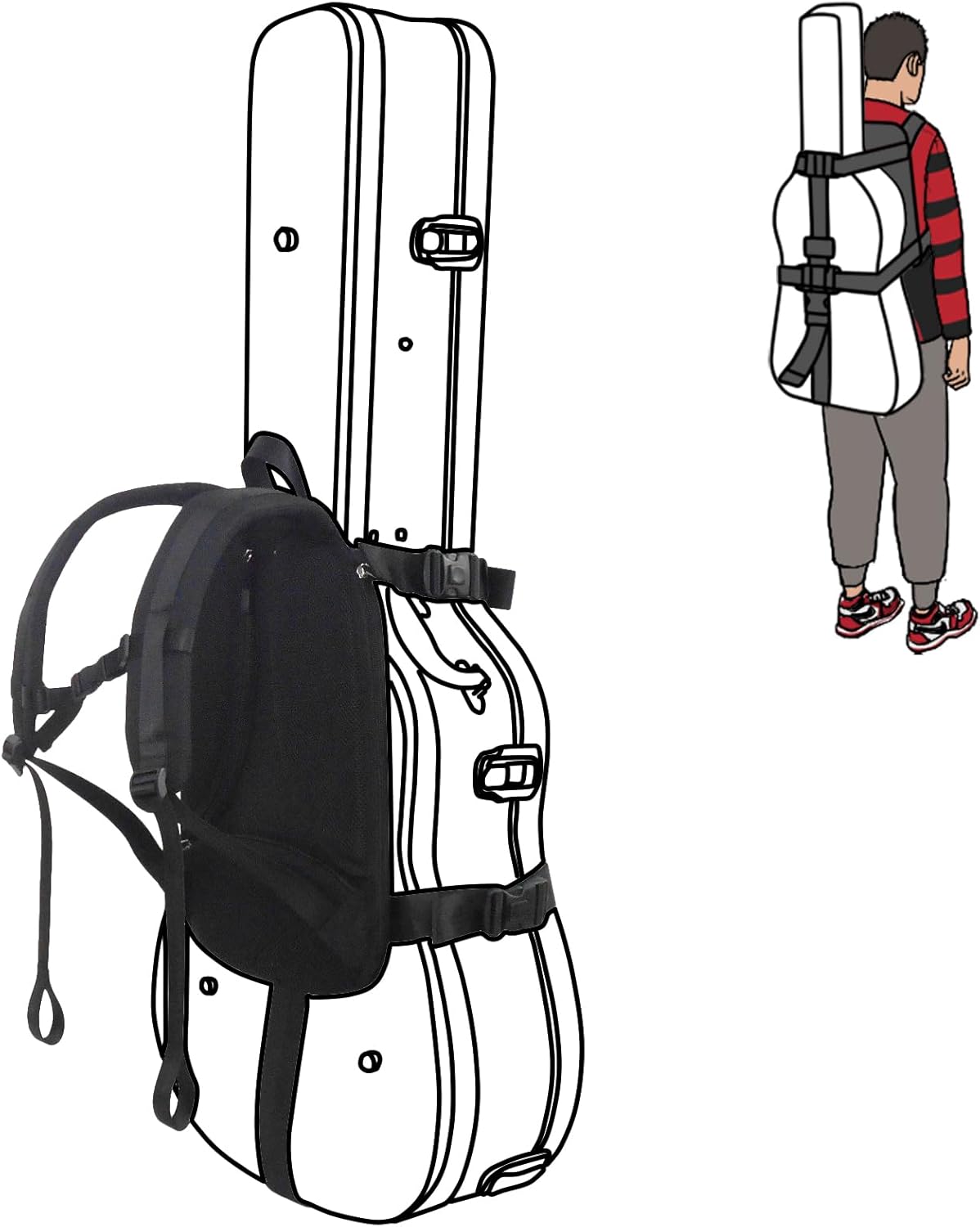 Amazon.com: DELTAMANN Guitar Hard Case Backpack Carrying System - Black ...