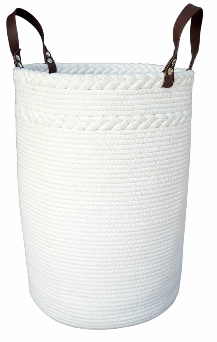 Amazon.com: OTON HOME Dual Braided True White Rope Farmhouse Baskets ...