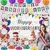 Amazon.com: Happy Work Anniversary Decorations Colorful Happy ...
