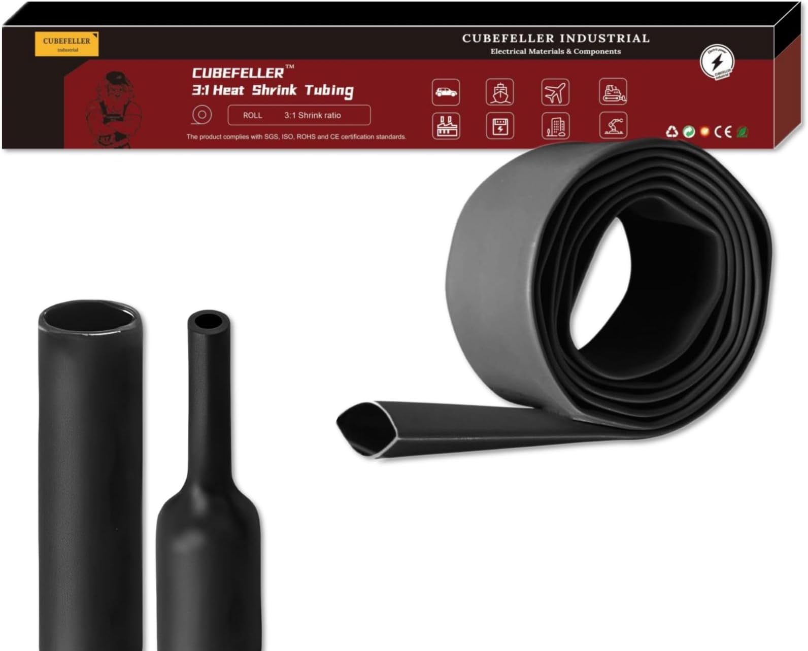 Amazon.com: MAQIHAN Heat Shrink Tubing 1/2 Inch - 3:1 Ratio Heat Shrink ...